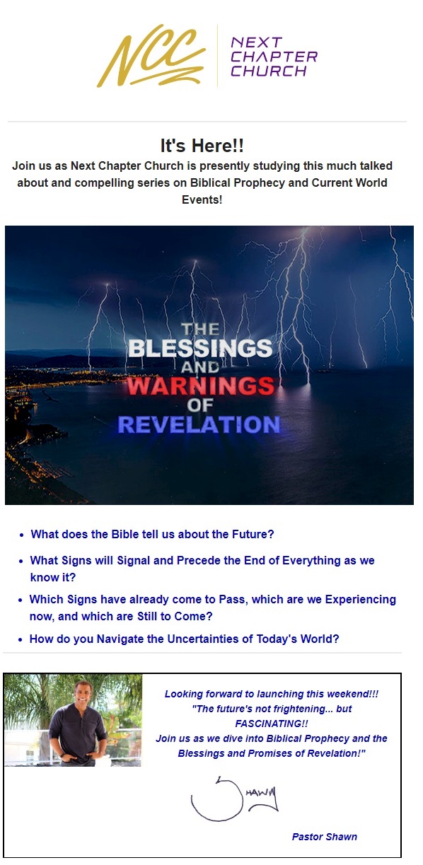 Upcoming Events - Shawn Mitchell - Next Chapter Church